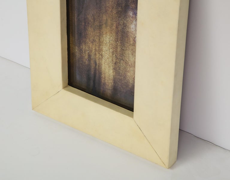 Lacquered Parchment Frame with Antiqued Mirror For Sale at 1stDibs