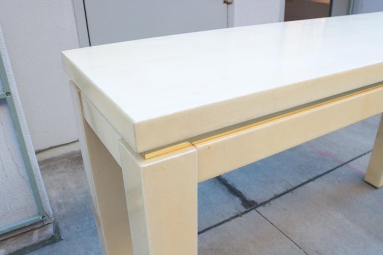 Lacquered Parchment Modernist Console For Sale at 1stDibs