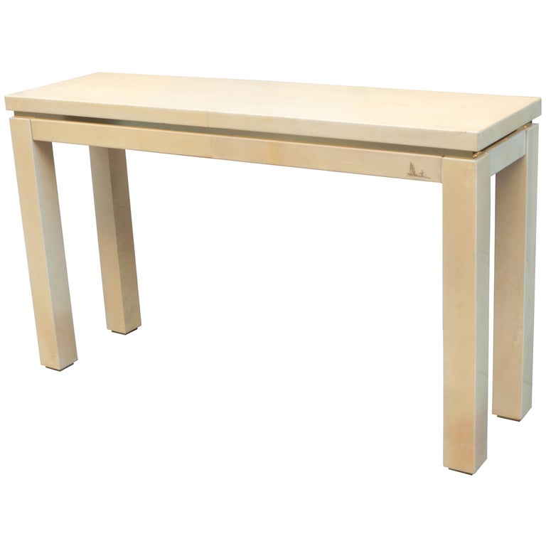 Lacquered Parchment Modernist Console For Sale at 1stDibs