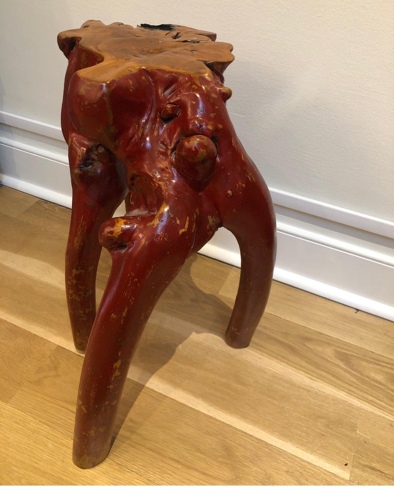 Lacquered Red Tree Root Side Table at 1stDibs