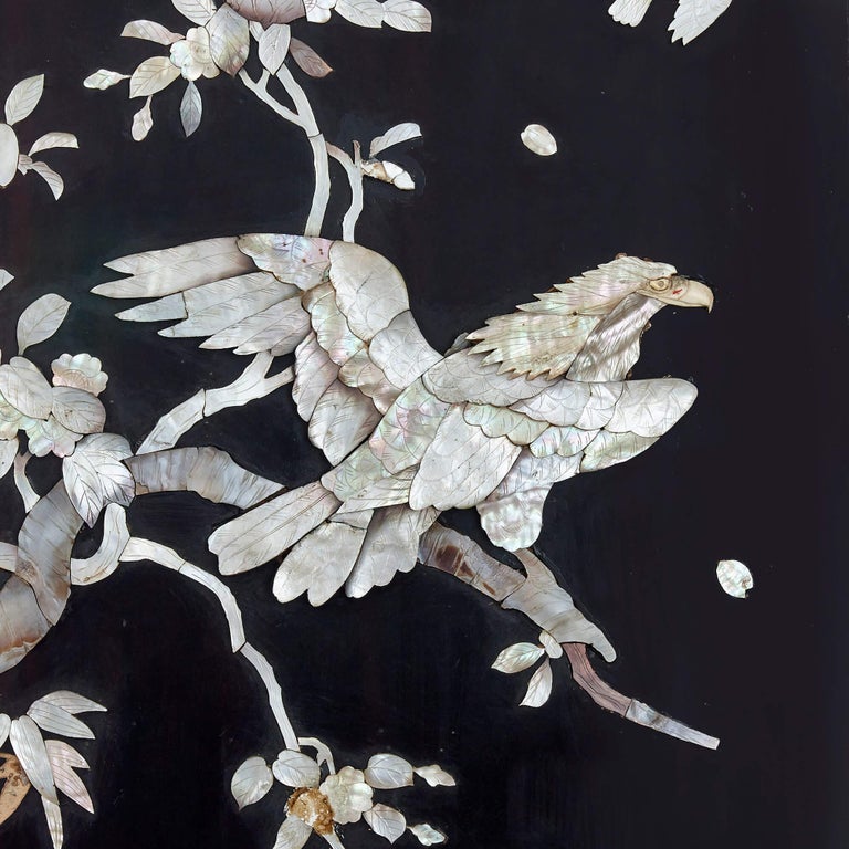 Lacquered wood and mother-of-pearl antique Chinese screen For Sale at ...