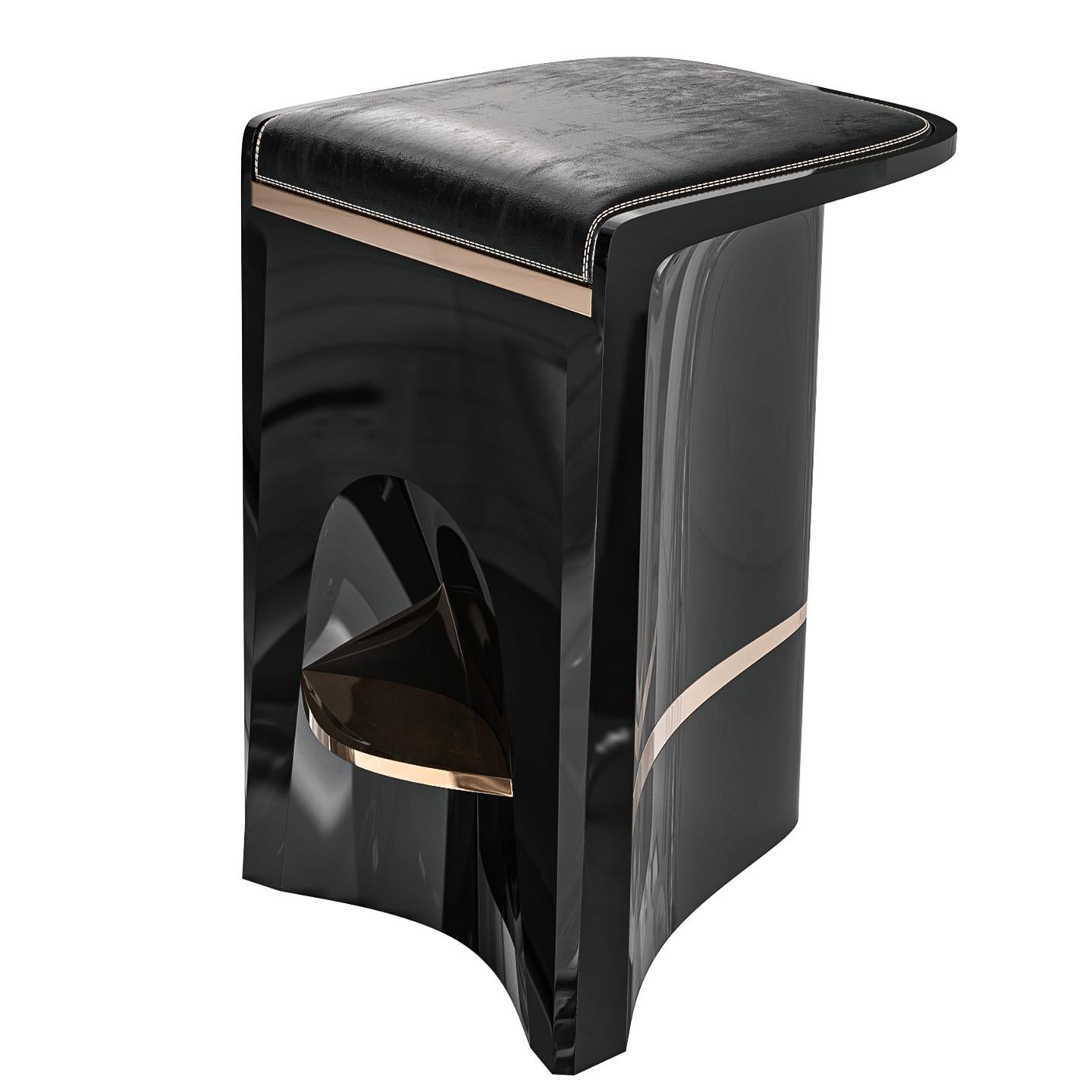"Lacrima" Bar Stool with Stainless Steel and Bronze Details, Istanbul ...