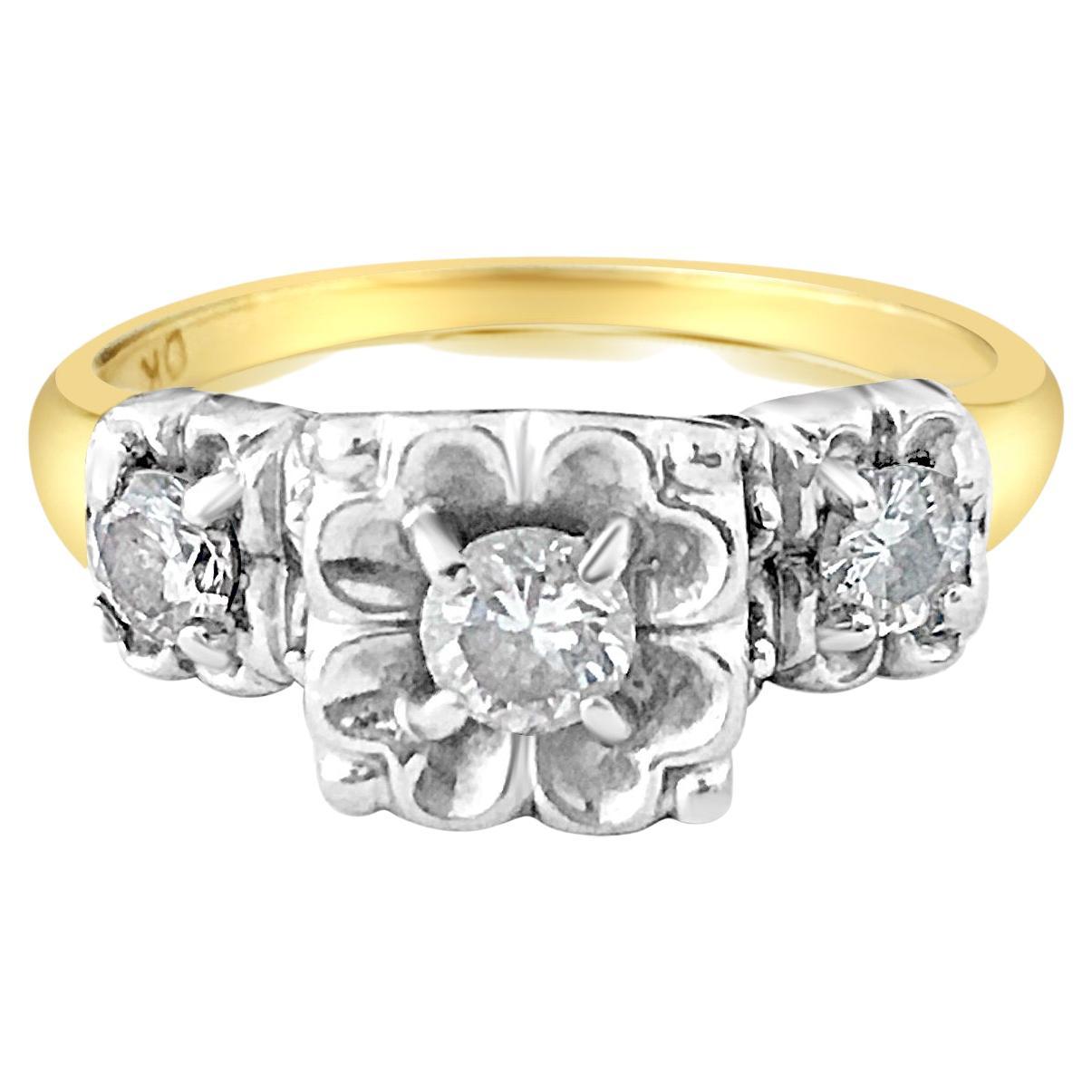 Customizable Sim and Roz Yellow Gold Ring with 0.37 Carats Round Cut ...