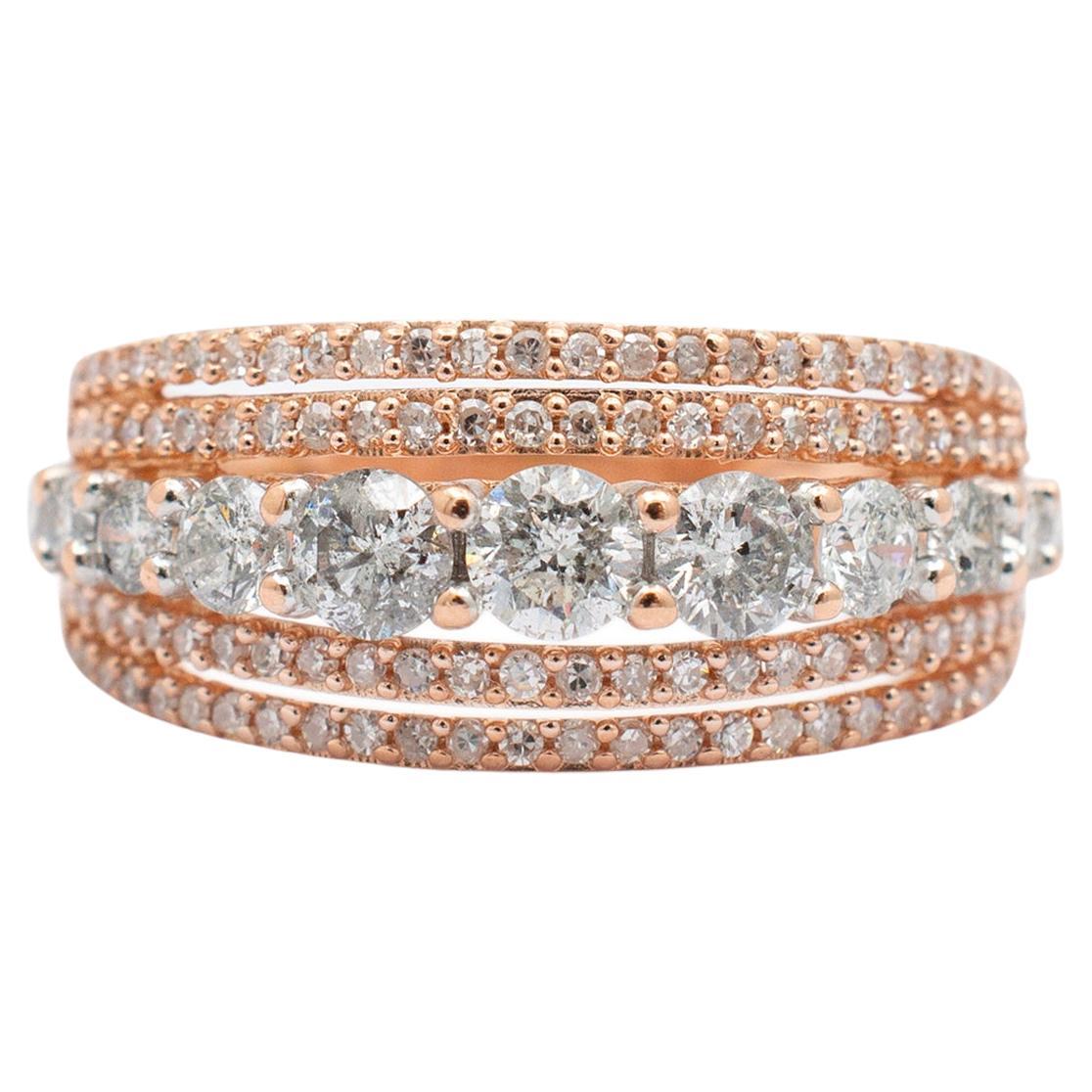 Ladies 10K Rose Gold 3.32CT. Three Row Full Eternity Diamond Wedding ...