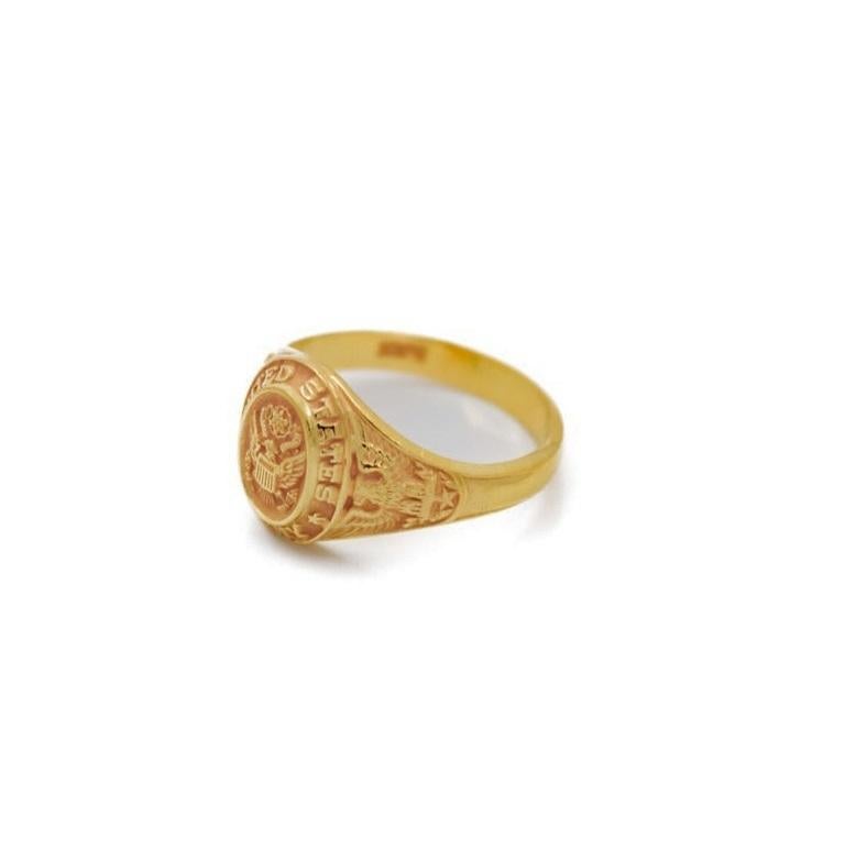 Ladies 10Kt. Solid Gold Art Deco Signet Ring For The US Army 1940's at ...