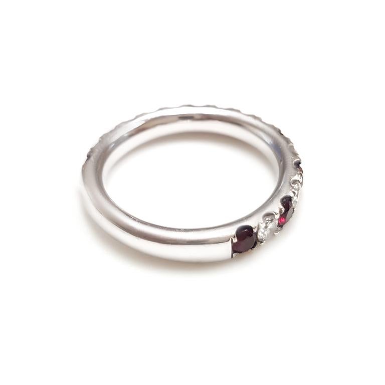 Ladies 14 Karat White Gold Round Ruby and Diamond Alternate Band For ...
