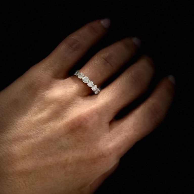 Ladies 14K White Gold 9 Diamond Across Eternity Wedding Ring For Sale ...