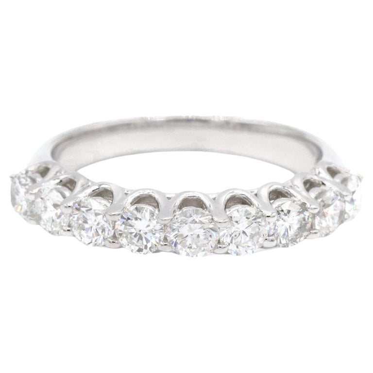Ladies 14K White Gold 9 Diamond Across Eternity Wedding Ring For Sale ...