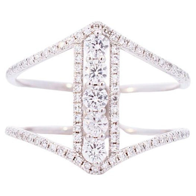 Ladies 14k White Gold Diamond Cocktail Ring For Sale at 1stDibs