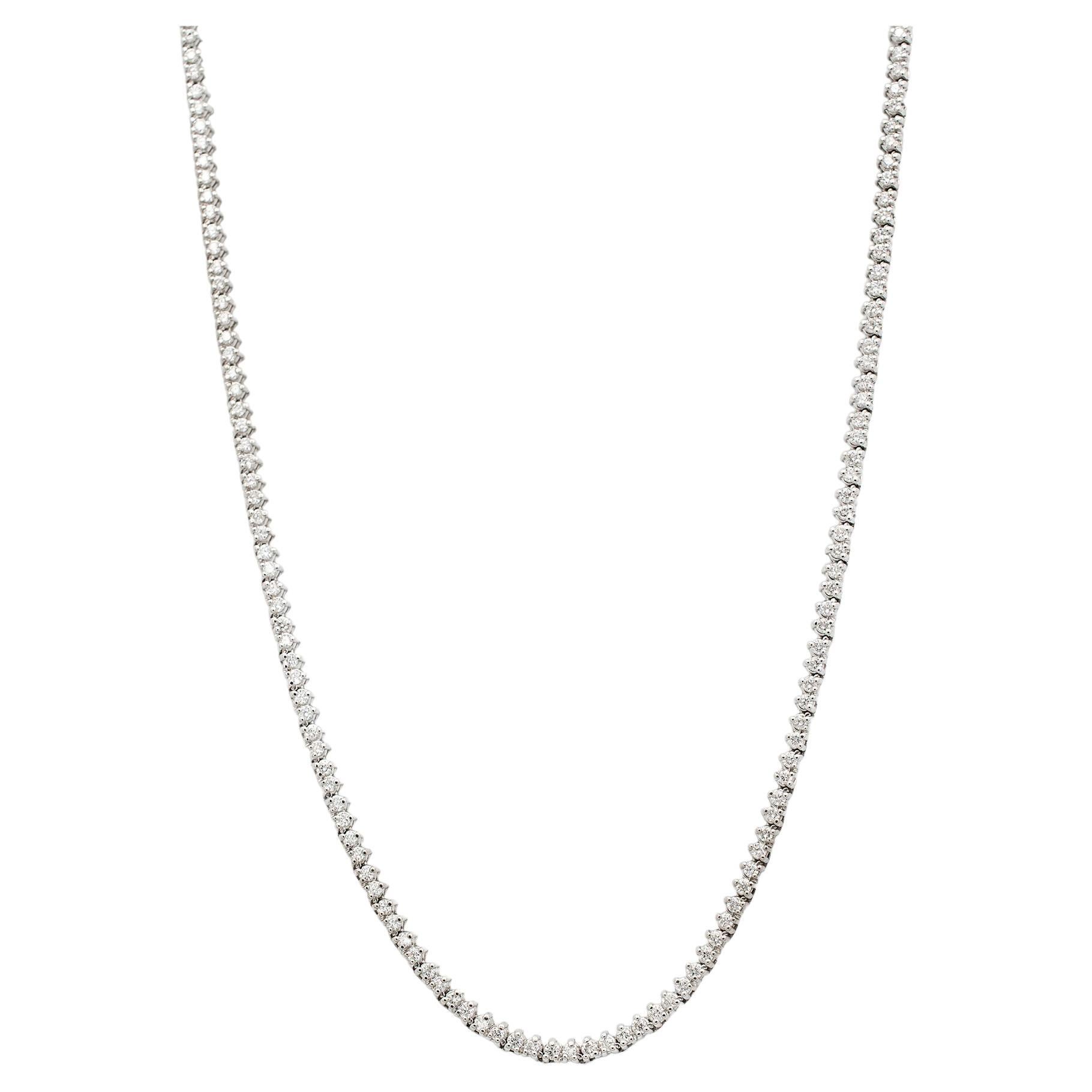 13 Carat Men's Diamond Tennis Necklace Chain 14k White Gold For Sale at ...