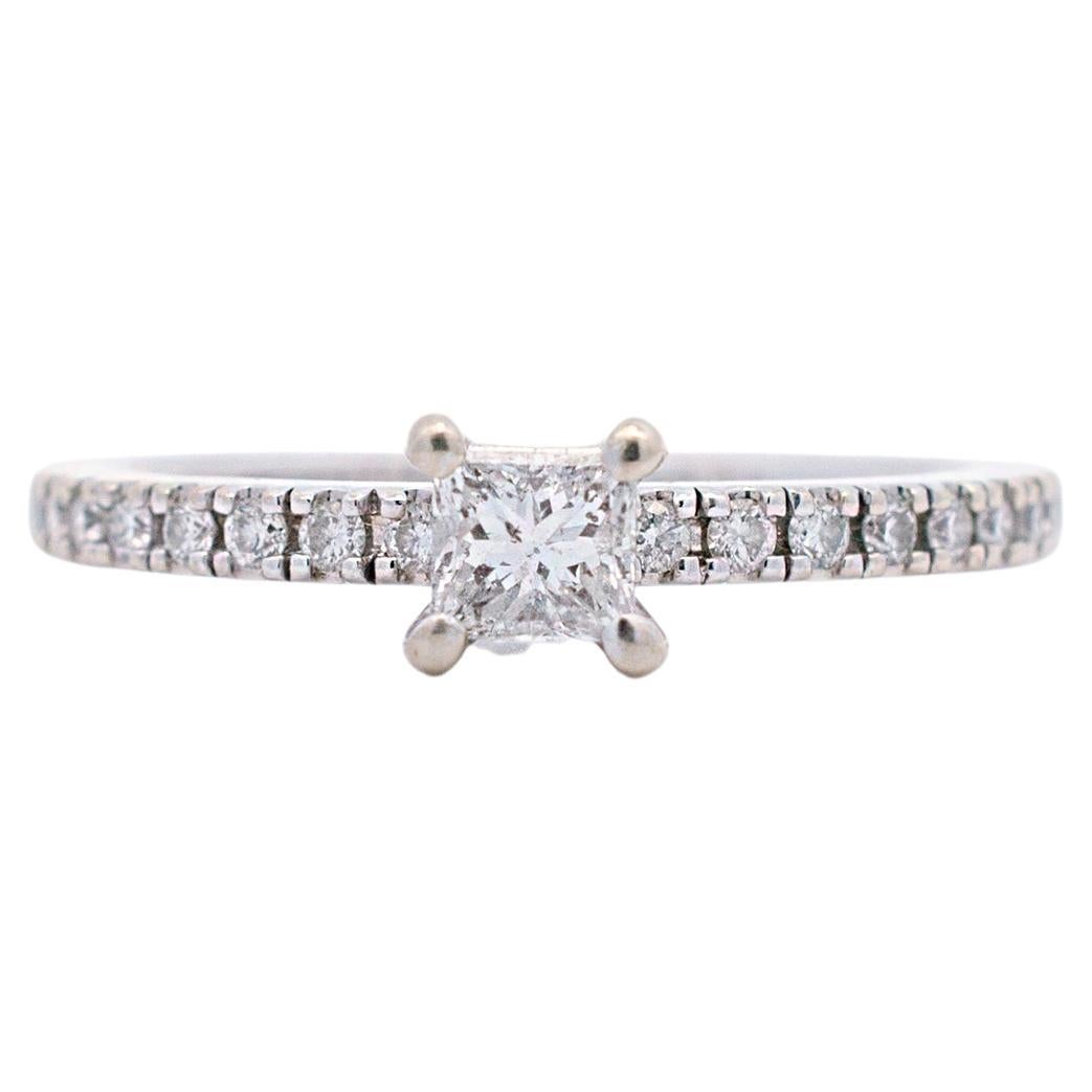Ladies 14K White Gold Diamond Invisible Princess Engagement Ring For ...