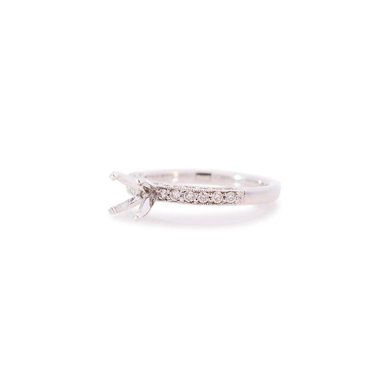 Ladies 14k White Gold Semi Mount Diamond Engagement Ring For Sale at ...