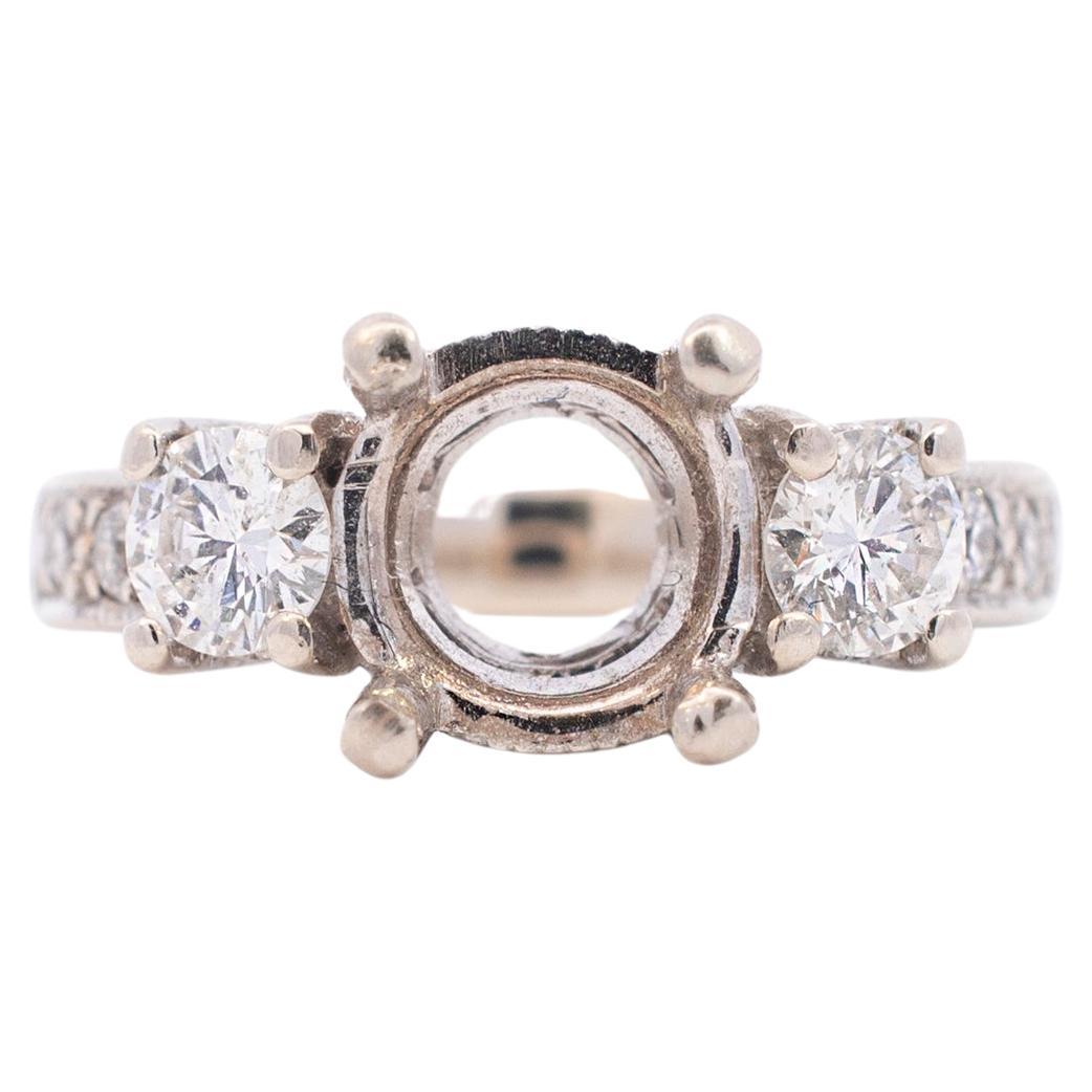 Antique Diamond Semi Mount Engagement Ring 18K and 14K White Gold Deco ...