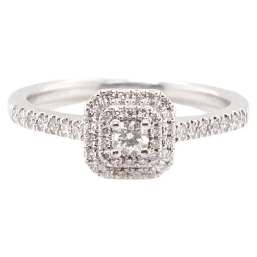 14K White Gold Ladies Halo Diamond Flower Shaped Ring For Sale at ...