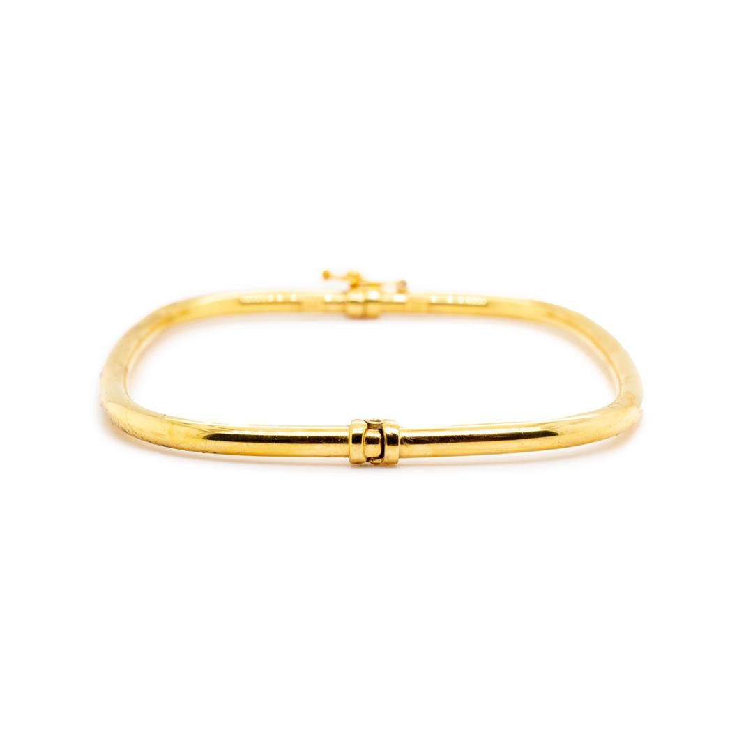 Ladies 14K Yellow Gold Bangle, Handmade Gold Bracelet at 1stDibs