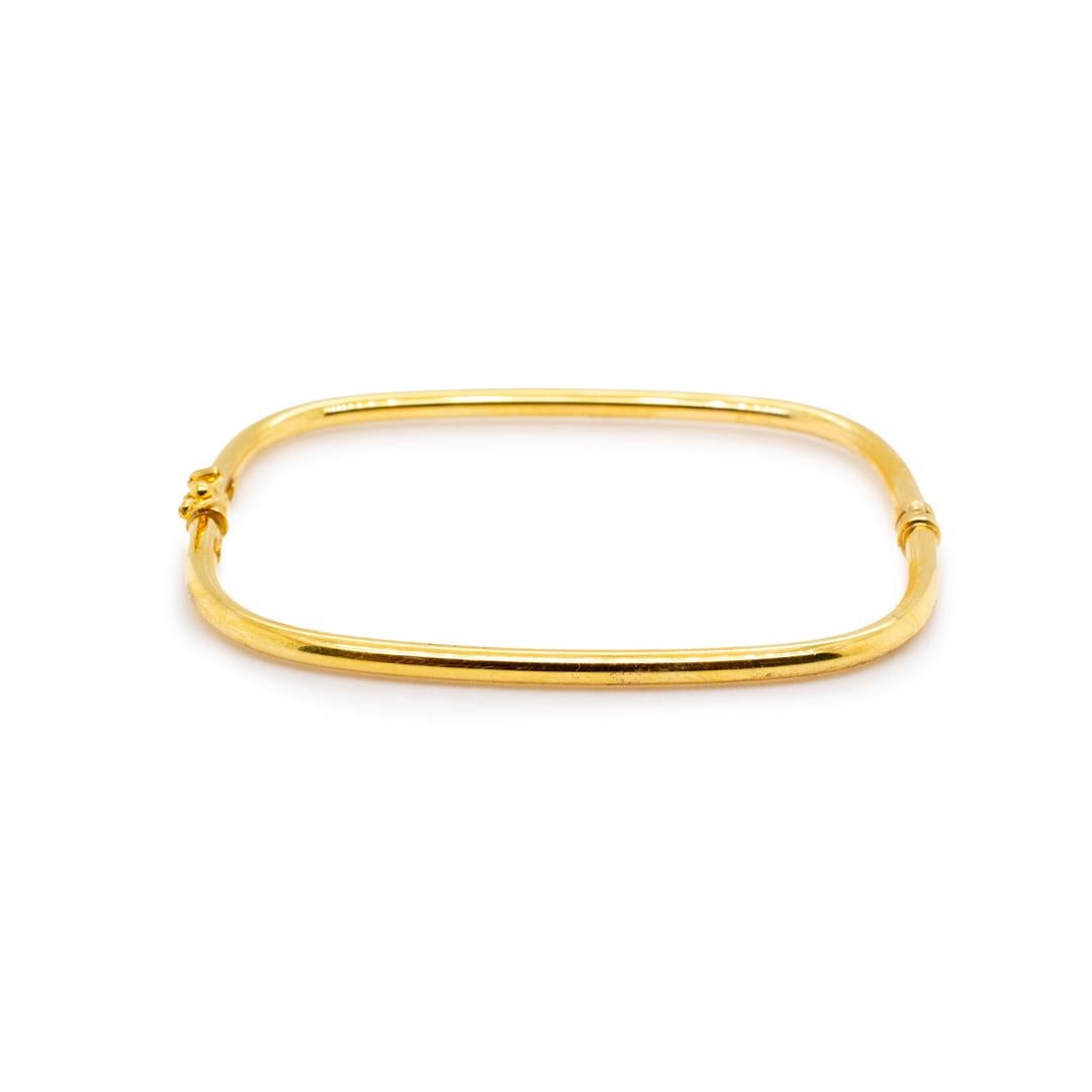 Ladies 14K Yellow Gold Bangle, Handmade Gold Bracelet at 1stDibs