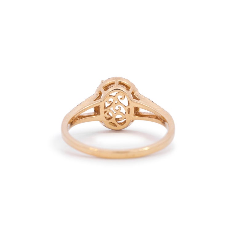 Ladies 14k Yellow Gold Oval Semi Mount Halo Diamond Engagement Ring For ...