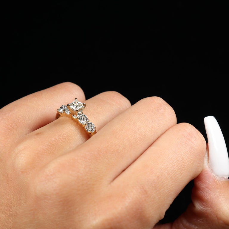 Ladies 14K Yellow Gold Princesses Cut Diamond Engagement Ring For Sale ...