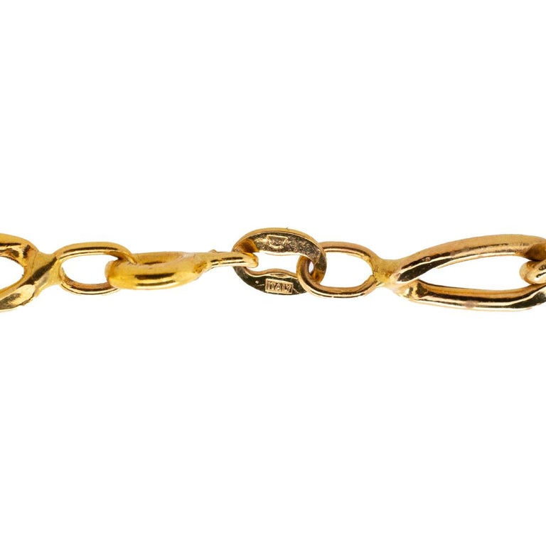 Ladies 14K Yellow Gold Rolo Chain Toggle Necklace For Sale at 1stDibs