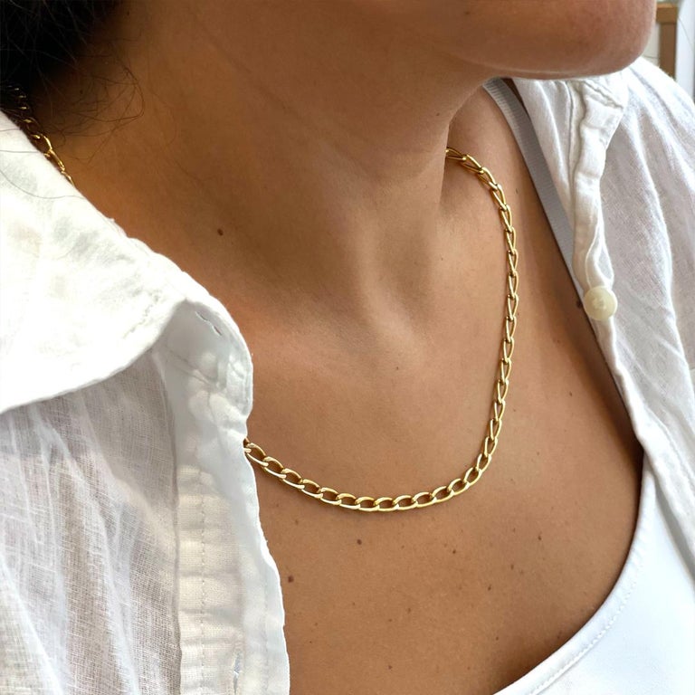 Ladies 14K Yellow Gold Rolo Chain Toggle Necklace For Sale at 1stDibs