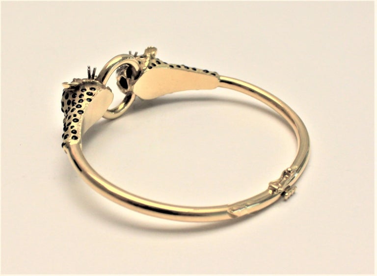 Ladies 18-Karat Yellow Gold Figural Cheetah Cuff Bracelet with Diamond ...