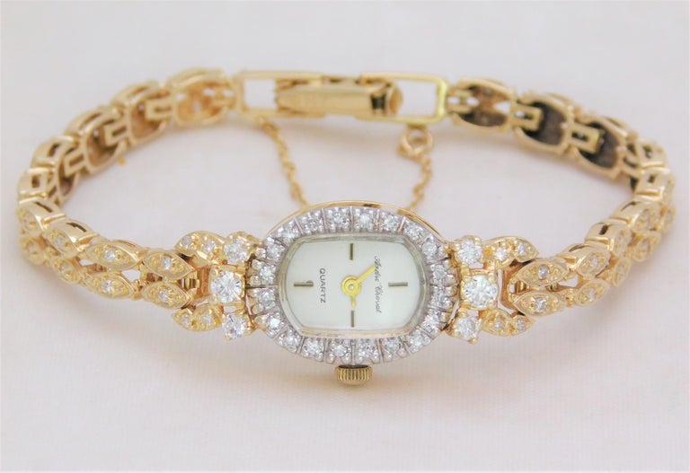 Ladies 14 Karat Gold and Diamond Andre Cheval Wristwatch at 1stDibs ...