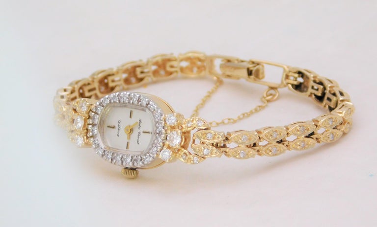 Ladies 14 Karat Gold and Diamond Andre Cheval Wristwatch at 1stDibs ...