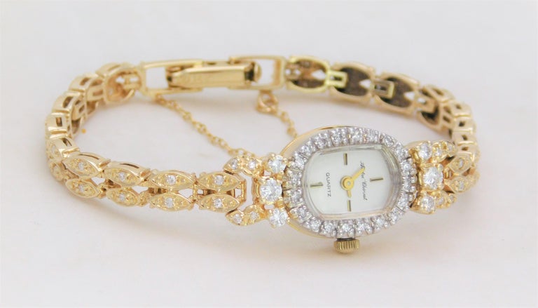 Ladies 14 Karat Gold and Diamond Andre Cheval Wristwatch at 1stDibs ...