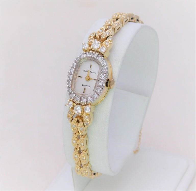 Ladies 14 Karat Gold and Diamond Andre Cheval Wristwatch at 1stDibs ...