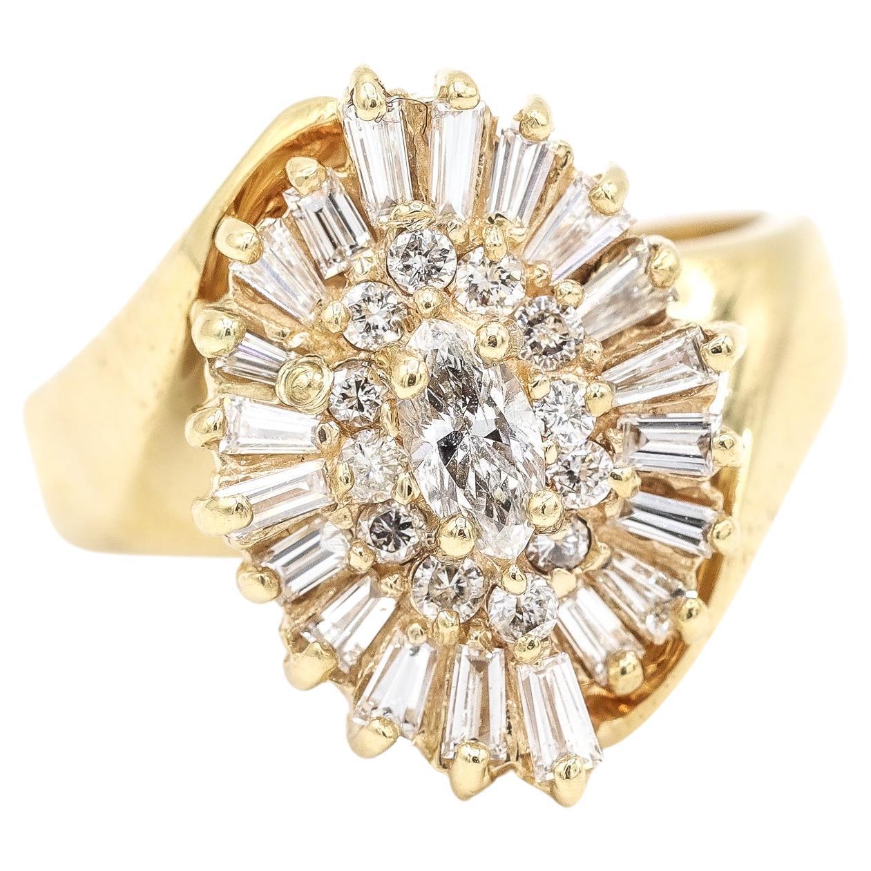 Ladies Vintage Diamonds and 14K Yellow Gold Ring For Sale at 1stDibs