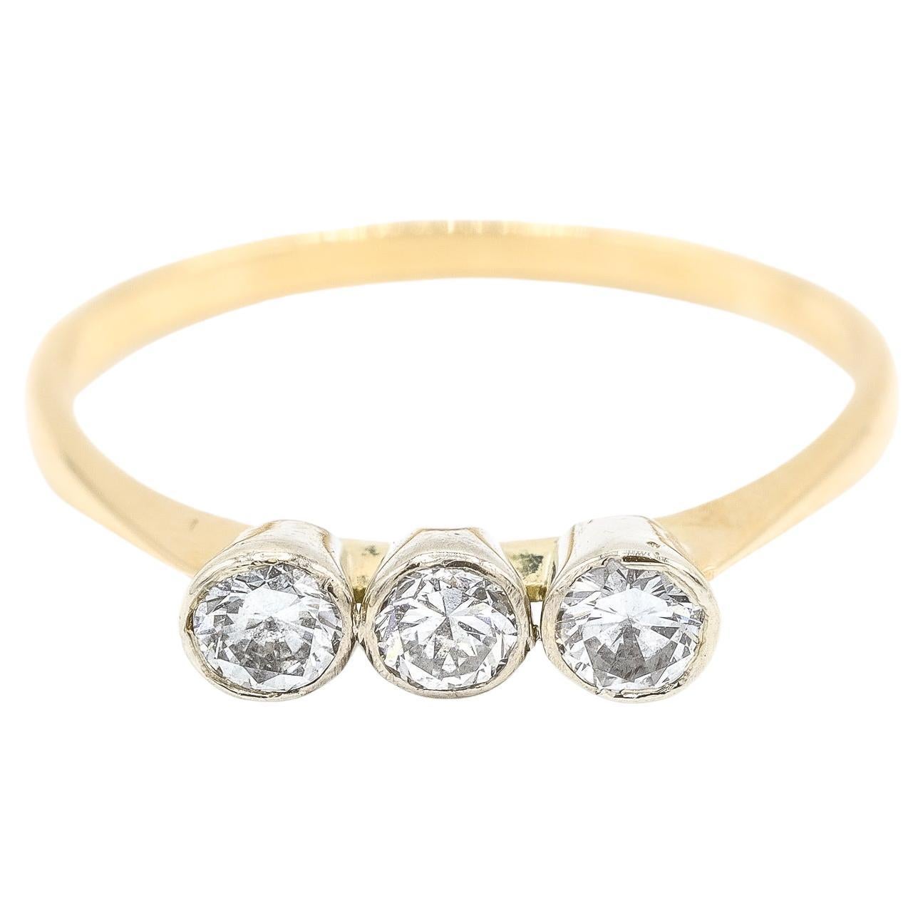 Set of Three Diamond Rose Gold Rings For Sale at 1stDibs