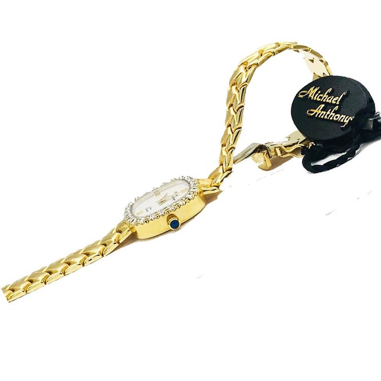 Ladies Diamond Watch with Mother of Pearl Dial 14 Karat Michael Anthony ...