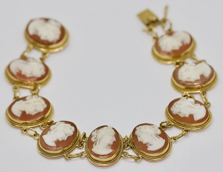 Ladies Gem, Cameo Bracelet, 18 Karat Gold For Sale at 1stDibs | cameo ...