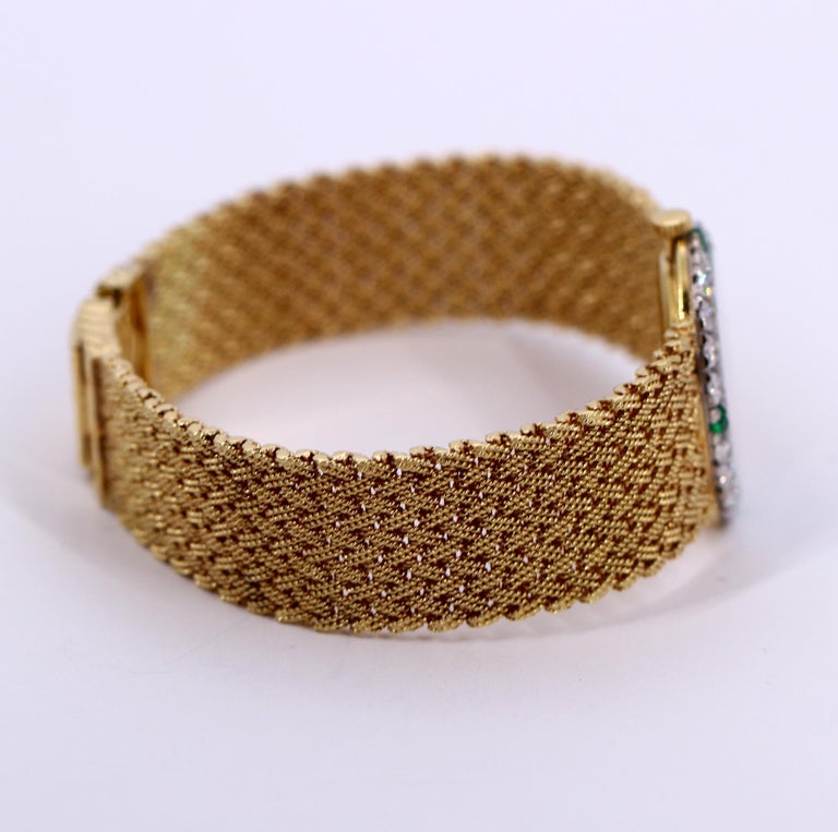 Ladies Gold Beuche Girod Watch with Diamond and Emerald Bezel and Jade ...
