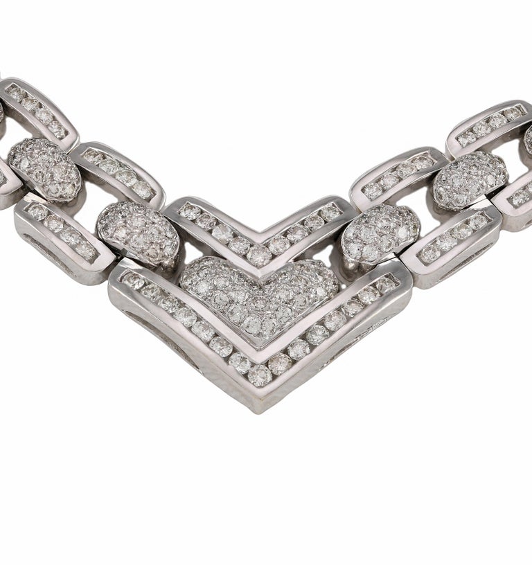 Ladies Heavy Link 8.00 Carat Pavé and Channel Set Diamond Necklace For ...