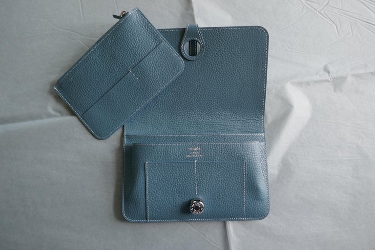 Ladies Hermes Paris Blue/ Grey Togo Calfskin Dogon Duo Wallet with ...