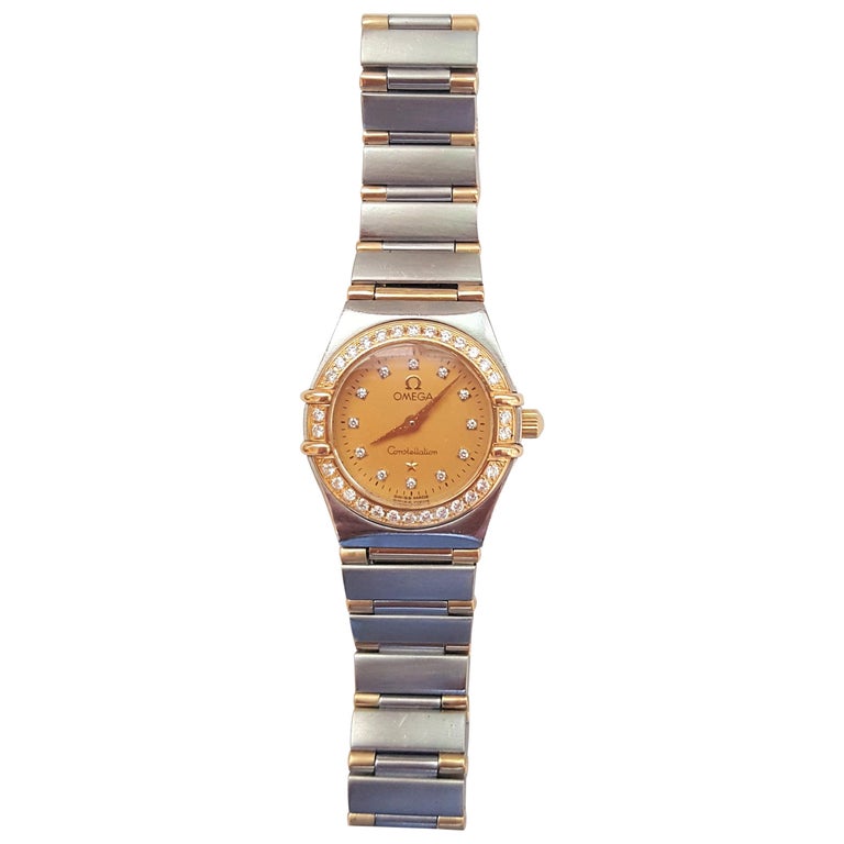 Ladies Omega Constellation Watch, 18kt Yellow Gold and Stainless Steel at 1stDibs