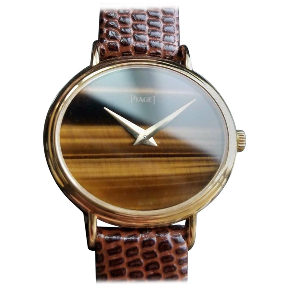 Vintage 1970s Piaget Tiger’s Eye 18 Karat Yellow Gold Octagon 9342 ...