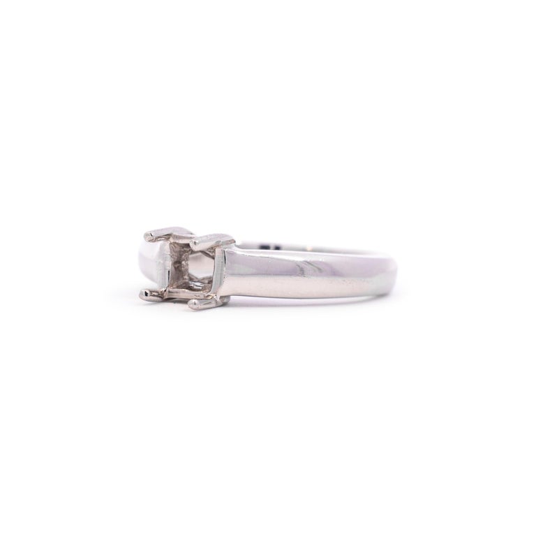 Ladies Platinum Semi-Mount Solitaire Engagement Ring For Sale at 1stDibs