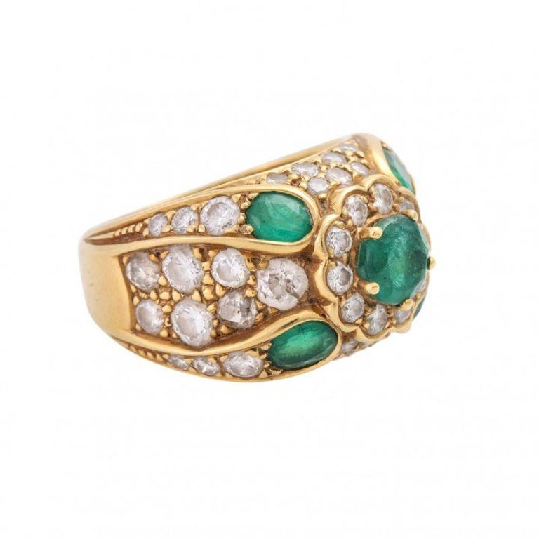 Ladies' Ring Set with 5 Emeralds and Diamonds Total Approx. 2.0 Cts, TW ...