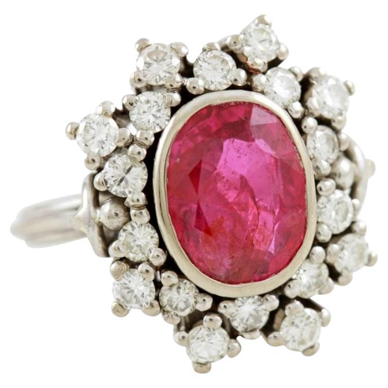 Ladies Ring Set with 1 Brilliant and 4 Octagonal Diamonds, Together ...