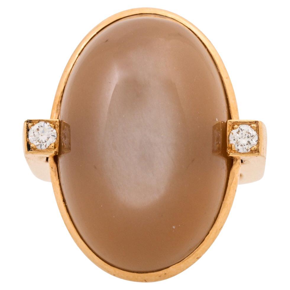 Remarkable Antique Carved Moonstone Ring For Sale at 1stDibs