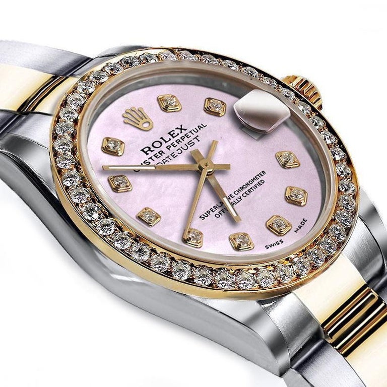 Ladies Rolex Datejust Two Tone Pink MOP Mother of Pearl Dial For Sale ...