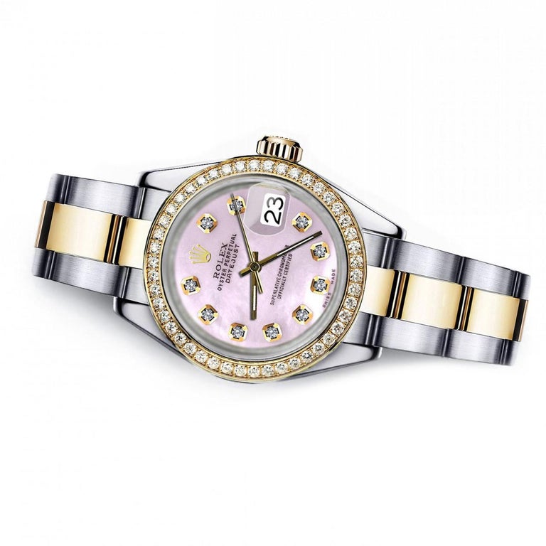 Ladies Rolex Datejust Two Tone Pink MOP Mother of Pearl Dial For Sale ...