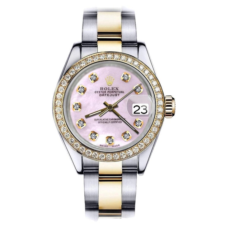 Ladies Rolex Datejust Two Tone Pink MOP Mother of Pearl Dial For Sale ...