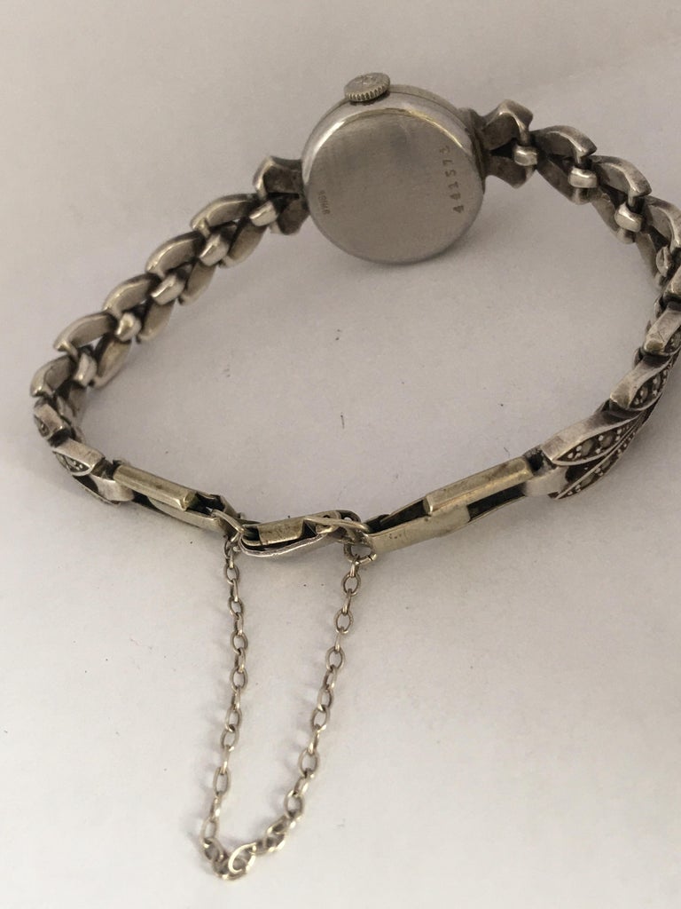 Ladies Rotary Silver and Marcasite Cocktail Watch Manual Winding Swiss ...