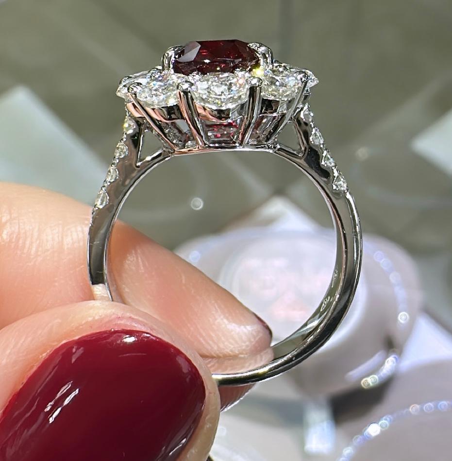 Ladies Statement GRS Certified5.29cttw Oval Pigeon Blood Red Ruby and ...