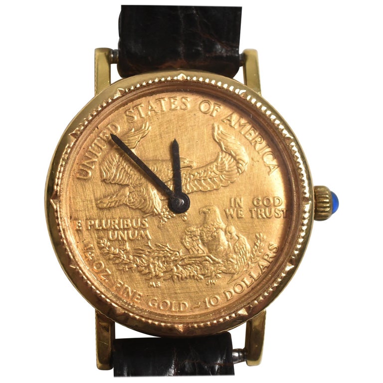 Ladies Ten Dollar 22-Karat Standing Liberty Coin Watch For Sale at 1stDibs