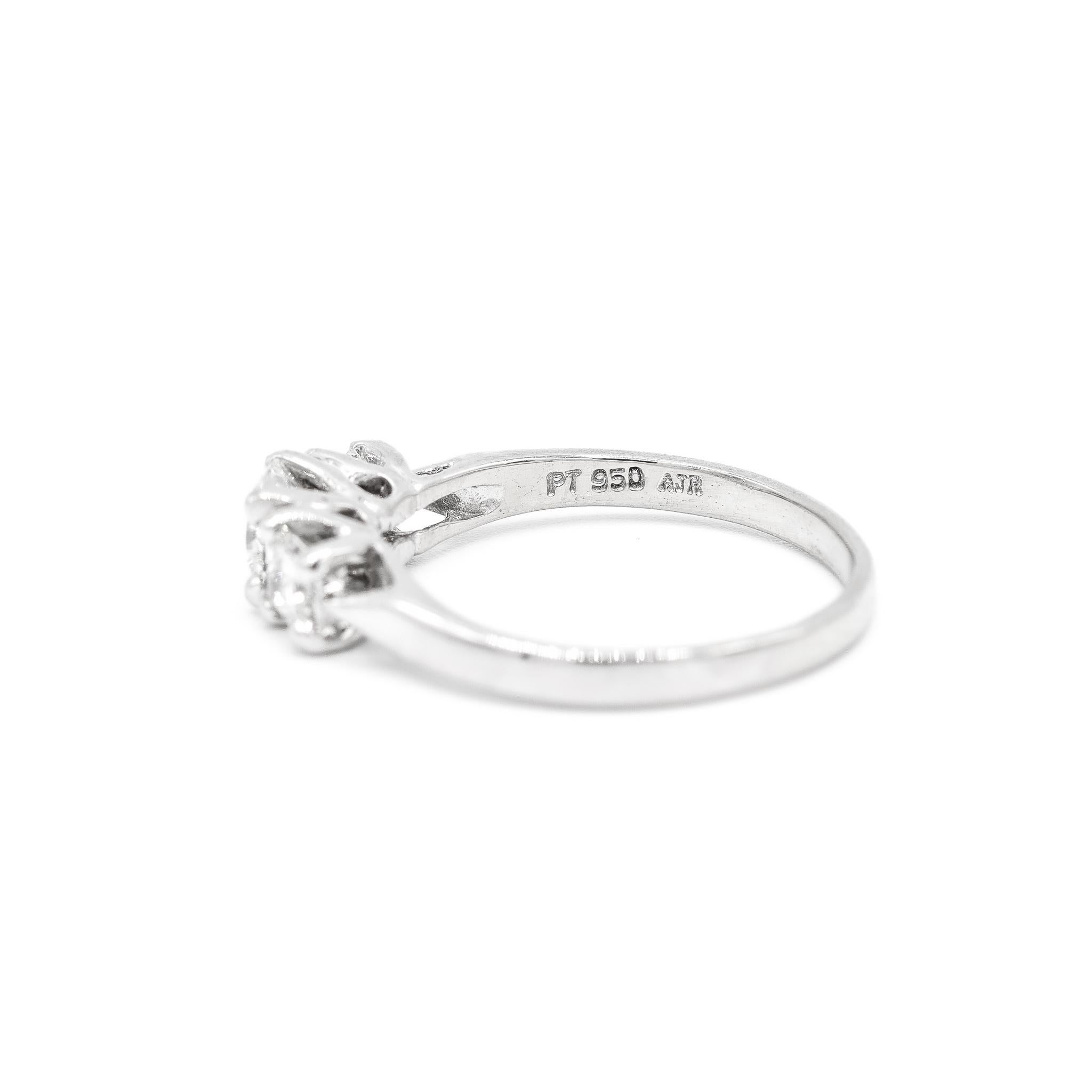 Ladies Three Stones Diamond Platinum Engagement Ring For Sale at 1stDibs