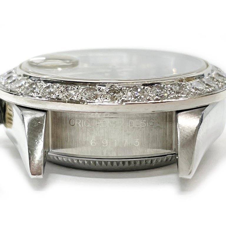 Ladies Two-Tone Rolex Oyster Perpetual Datejust Diamond Bezel Watch ...
